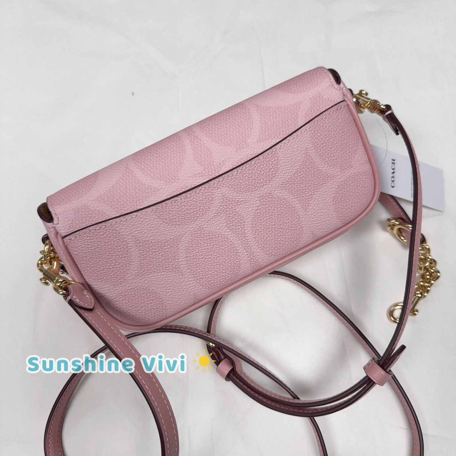 Coach NWT Coach Hailey Flap Bag Signature Canvas CAN70 powder Pink ...