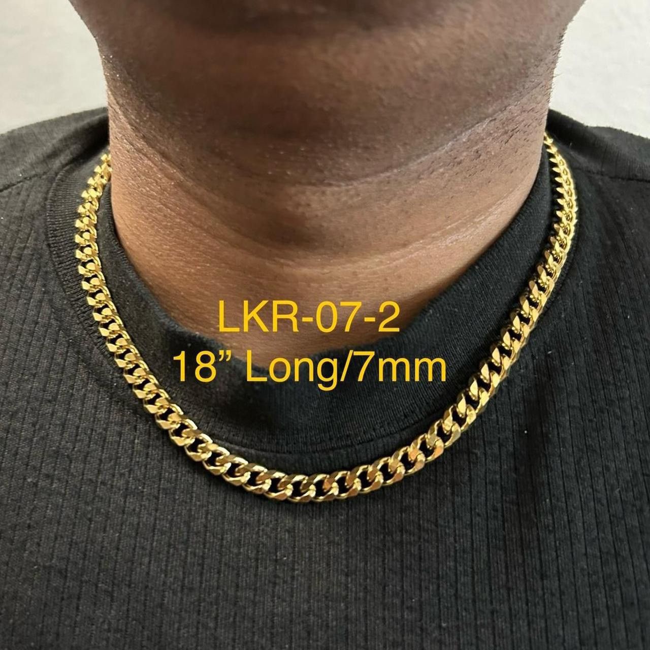 Vintage Gold Tone 7mm Flat Cuban Link Chain 18” Long Necklace -CHN ...