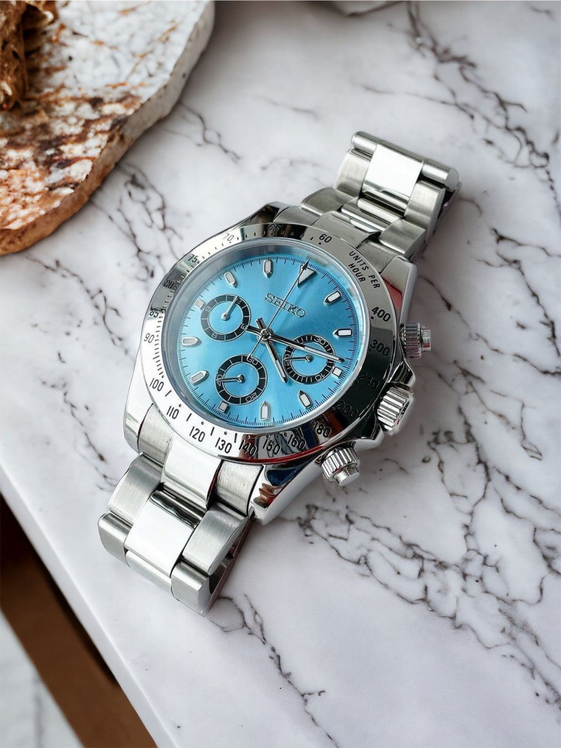 Seiko Seiko Mod Daytona Ice Blue Dial Stainless Steel luxury Watch ...