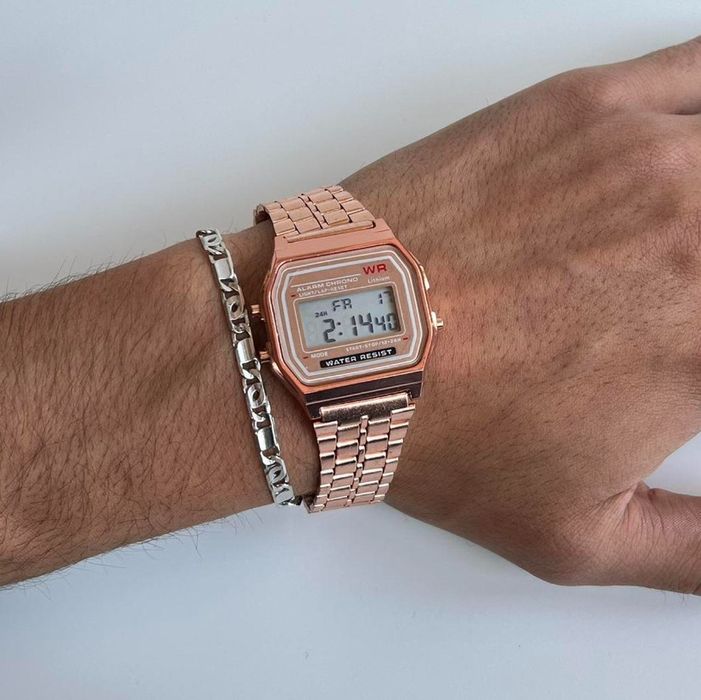 Casio Y2K 2000s vintage rose gold stainless steel digital watch | Grailed