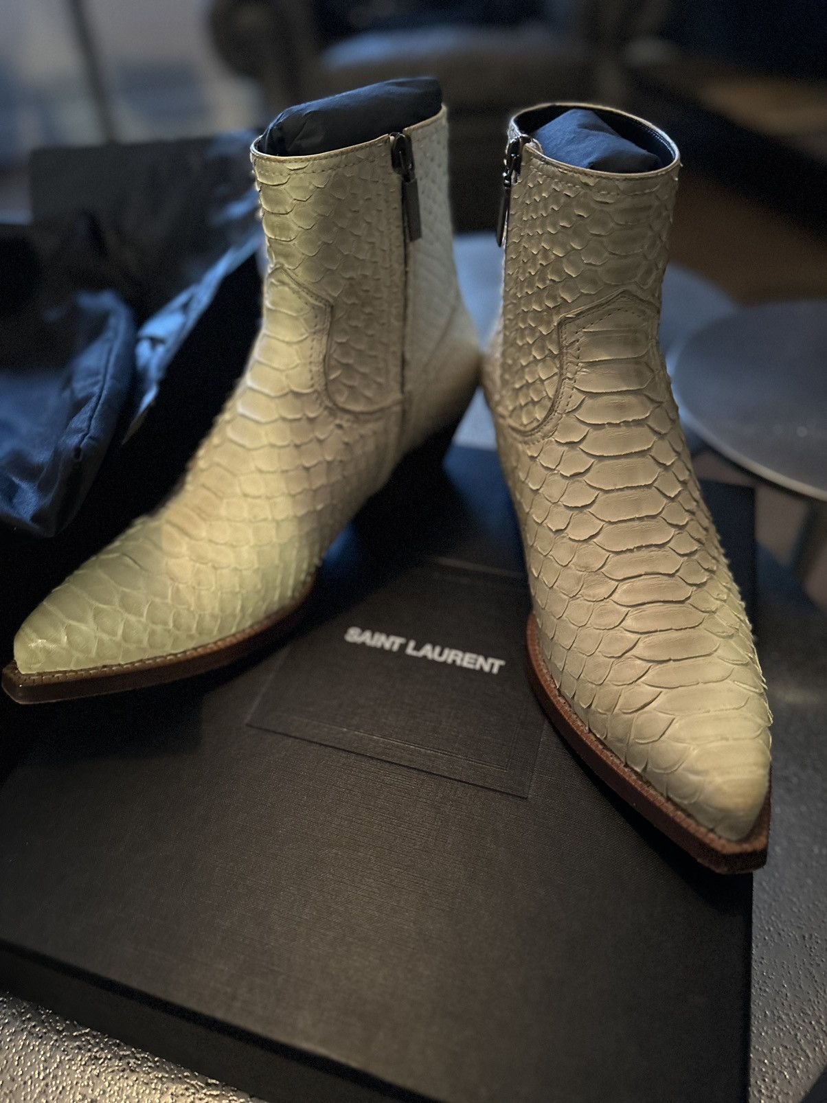 Yves Saint Laurent YSL Python Lukas Zip Boot | Grailed