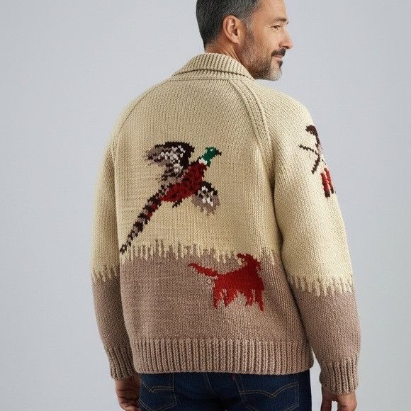 Vintage Vintage 1960s Cowichan Knit Sweater Pheasant Hunting Dog | Grailed