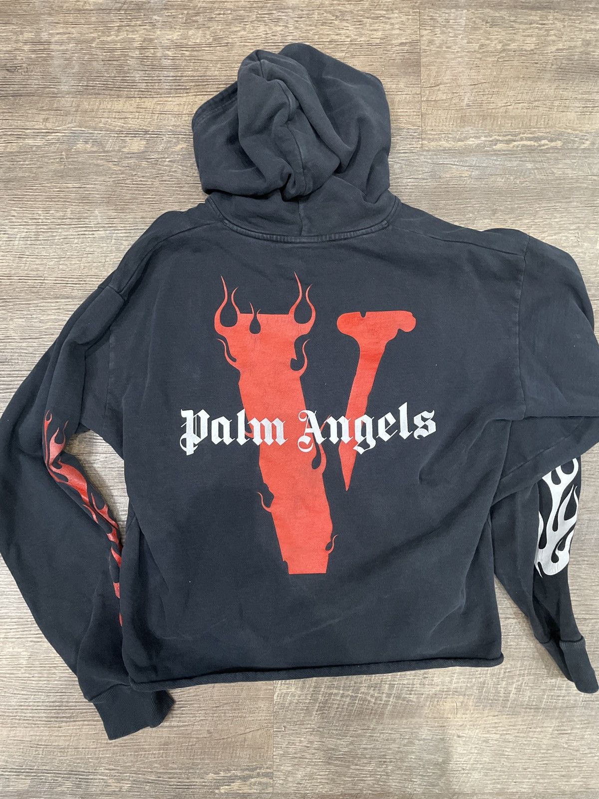 Vlone Vlone x Palm Angels Red White Hoodie Size Large | Grailed