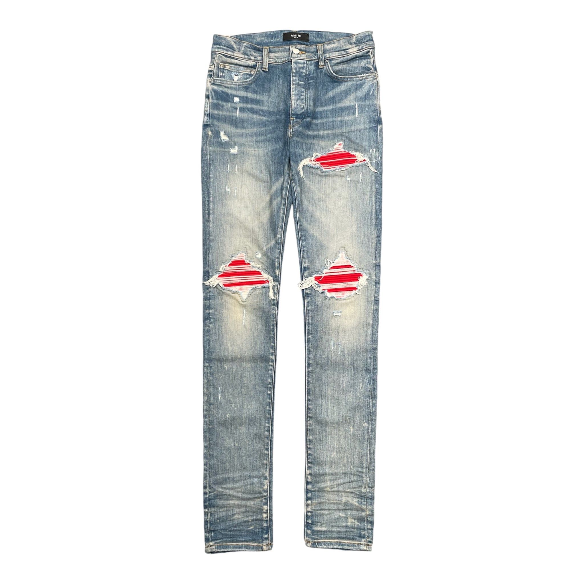 Amiri Amiri MX1 Red Ultra Suede Patch Jeans Clay Indigo | Grailed