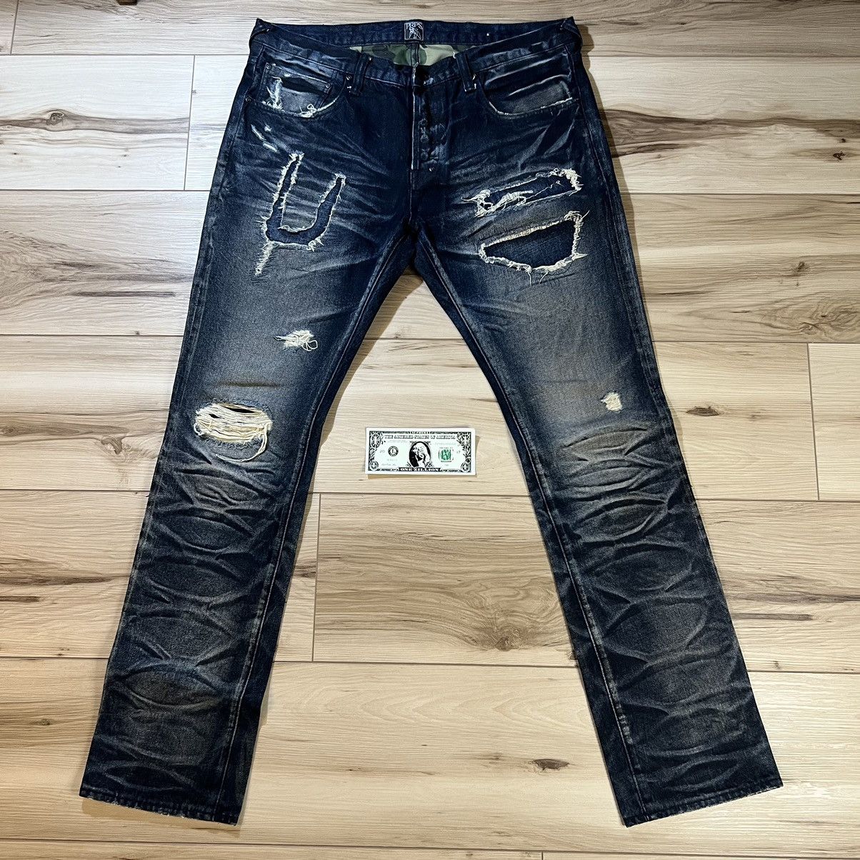 Prps PRPS Jeans Demon Slim Straight Distressed Button Fly Indigo | Grailed