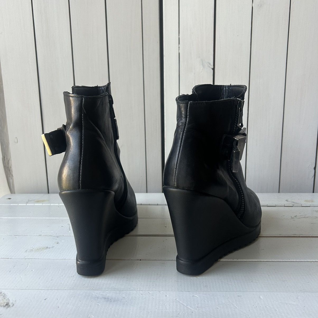 Vintage Insane wedge leather boots | Grailed