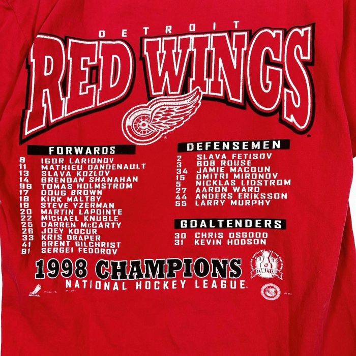 Streetwear Vintage 1998 Detroit Red Wings Stanley Cup Champions Graphic ...