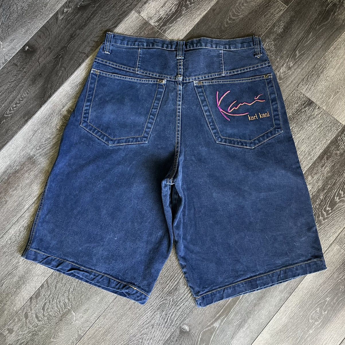 Vintage Vintage 1990s Karl Kani Baggy Pocket Logo Denim Jean Shorts ...