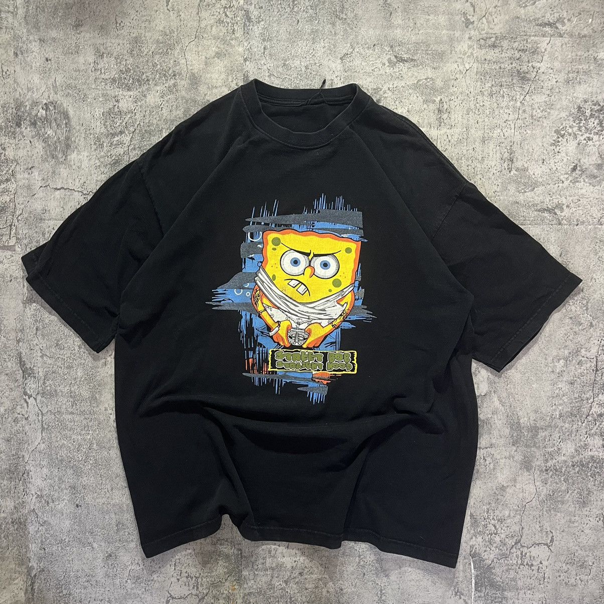 Vintage Crazy Y2K Spongebob Baggy Tee Oversized Hood Skater Grunge ...