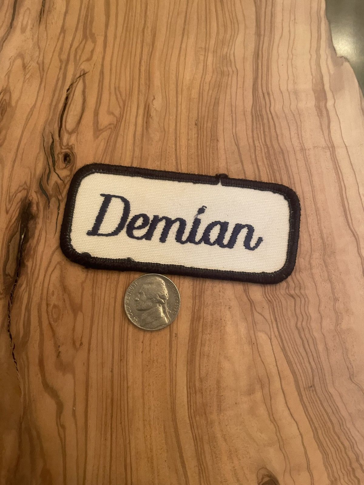 Vintage ‘DEMIAN’ Cursive Mechanics Name Tag Vintage Sew Patch | Grailed