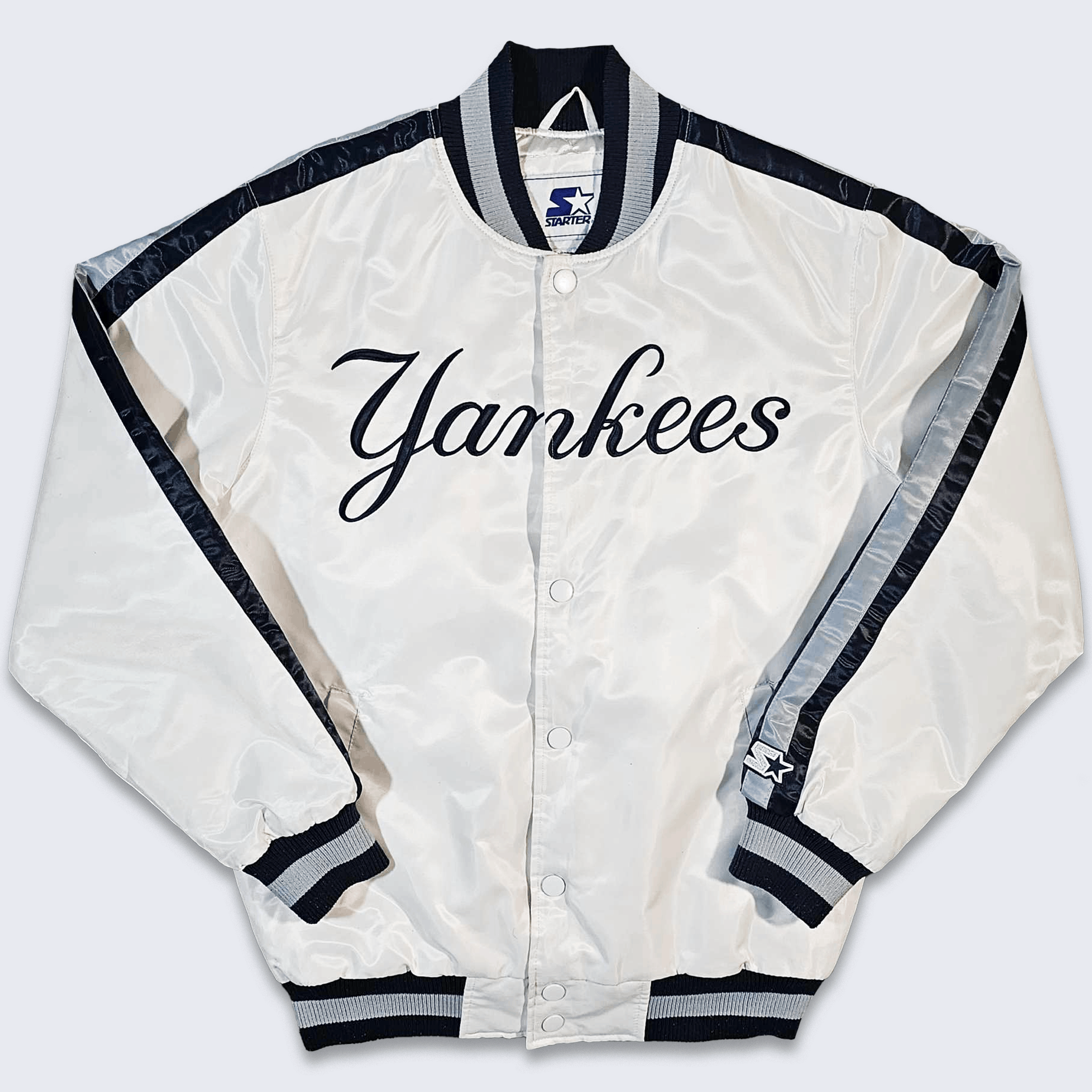 Starter New York Yankees Starter White Satin Bomber Jacket | Grailed