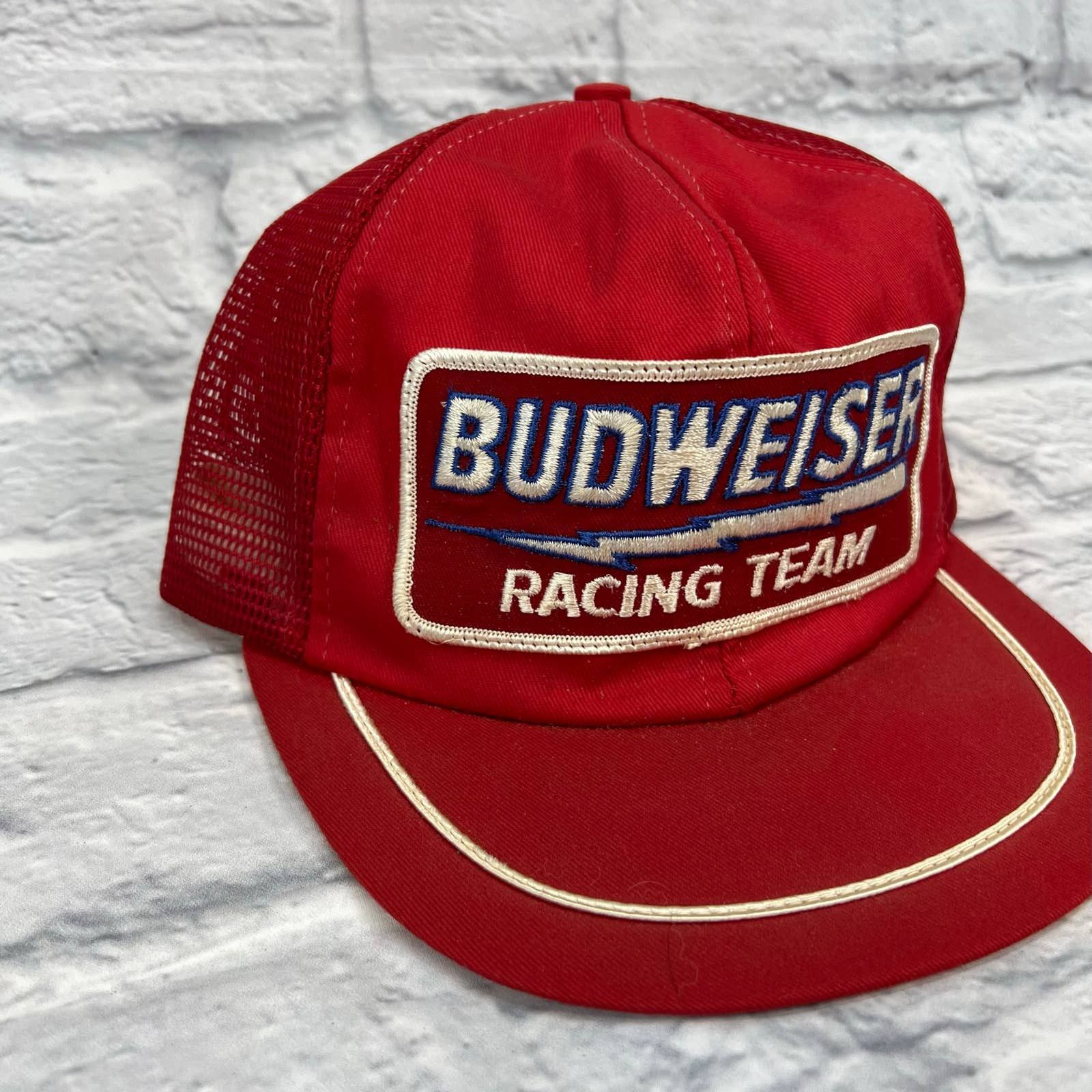 Budweiser Vintage Budweiser Racing Team Mesh Snapback Hat Cap Red | Grailed