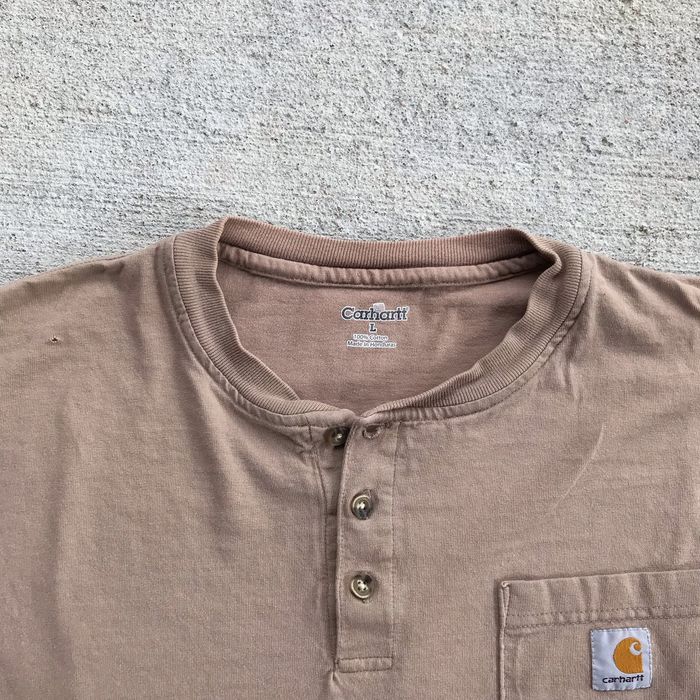 Vintage Carhartt Tan Pocket Quarter Button Up Long Sleeve Shirt | Grailed
