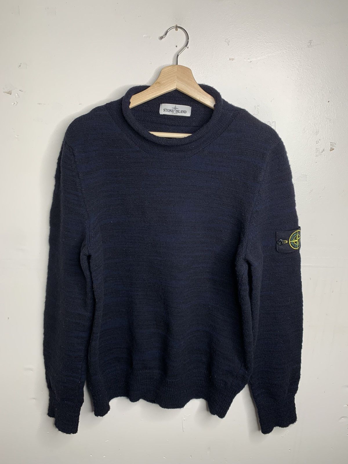Stone Island Stone island wool knit sweater L blue | Grailed
