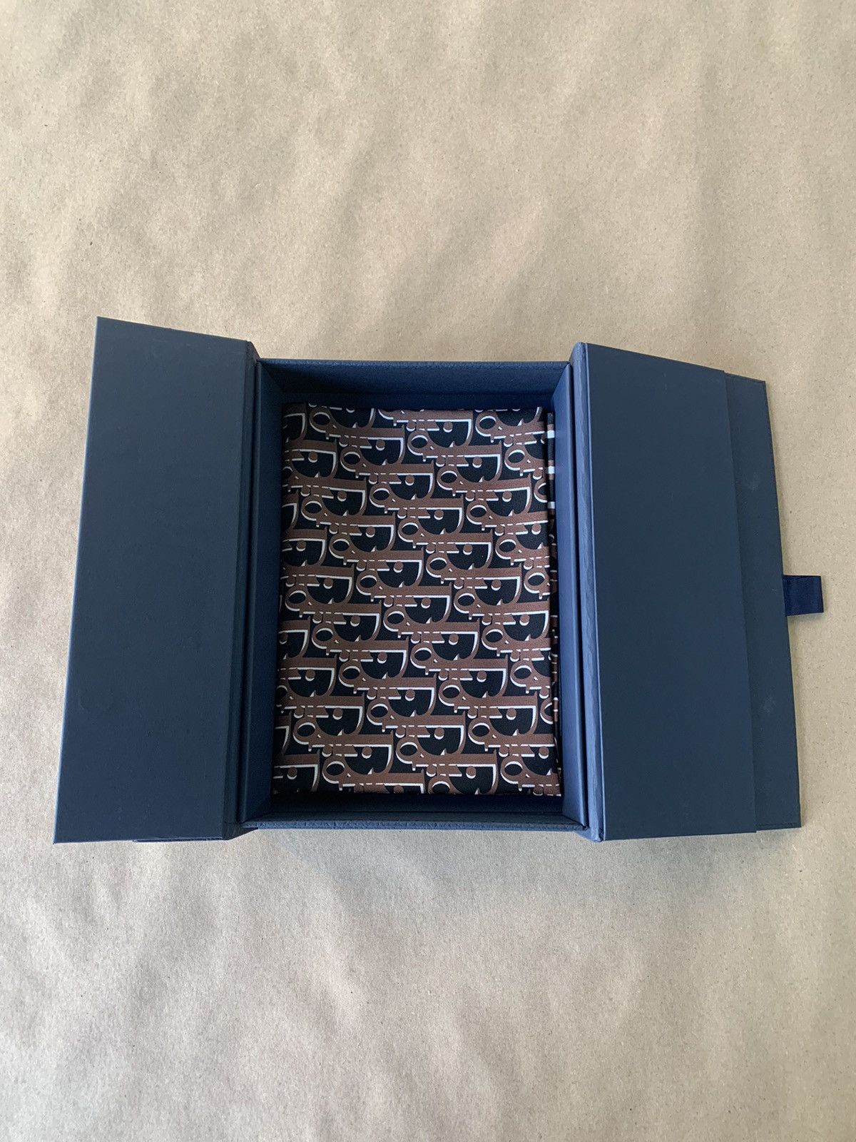 Dior Dior Oblique Silk Bandana Navy and Brown NWOT | Grailed