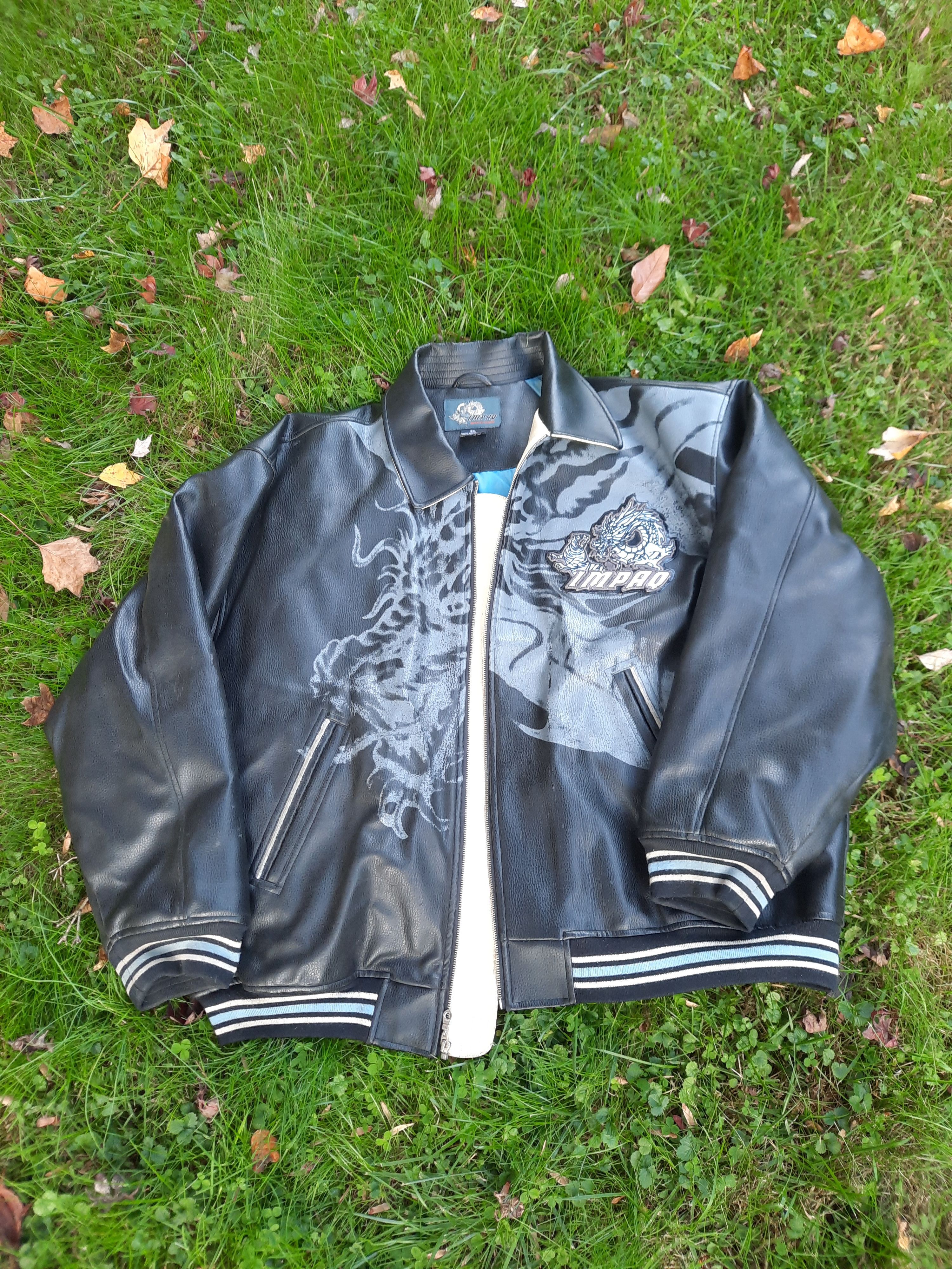 Very Rare × Vintage 3XL Impaq 90's Leather Jacket Bomber Rare Design ...