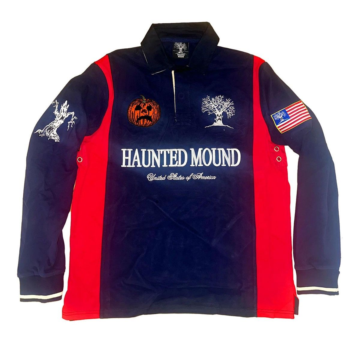 Drain Gang × Haunted Mound × S4LEM Haunted Mound - USA Longsleeve Polo ...