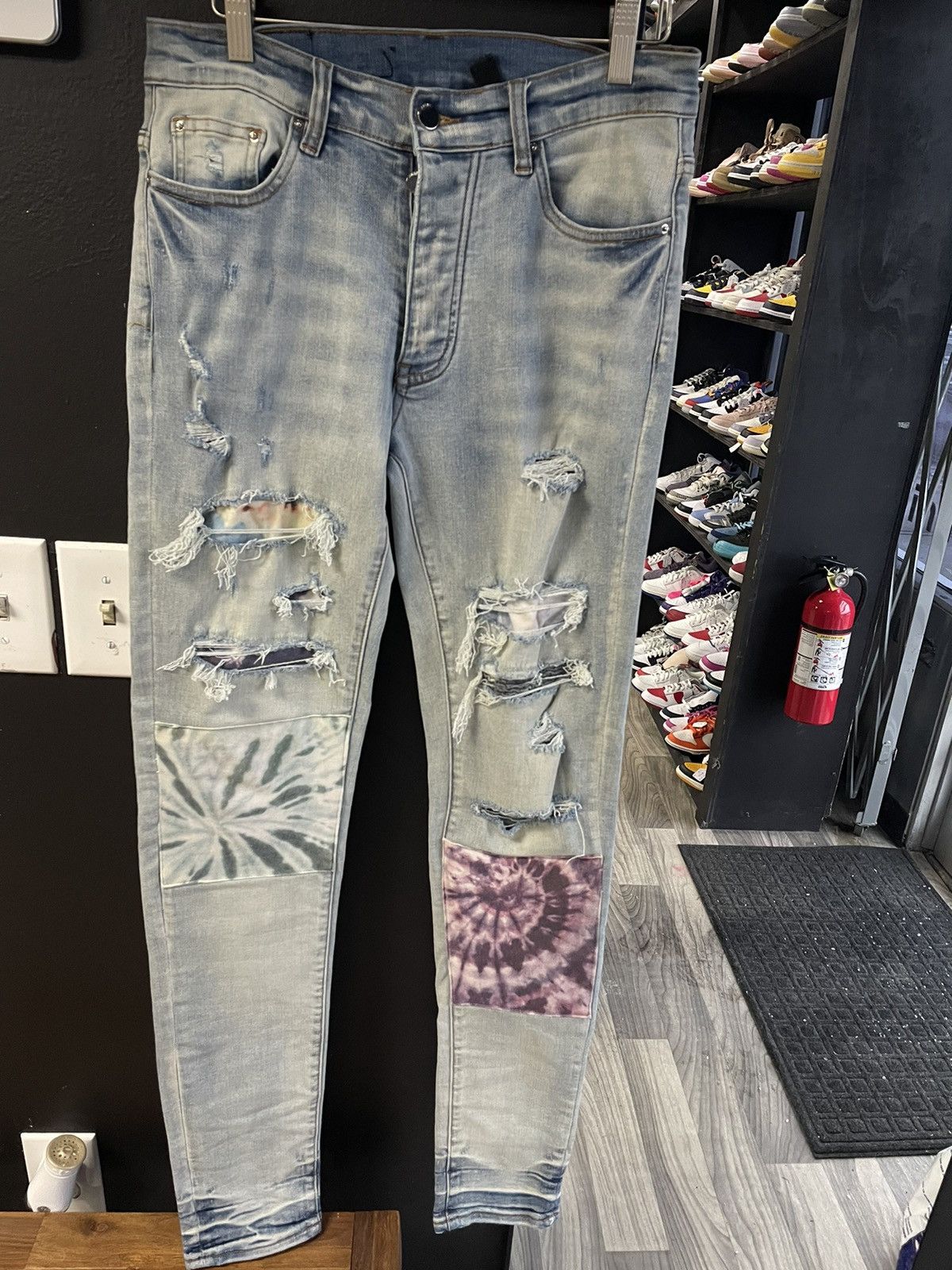 Amiri AMIRI MX1 tie dye patch jeans | Grailed