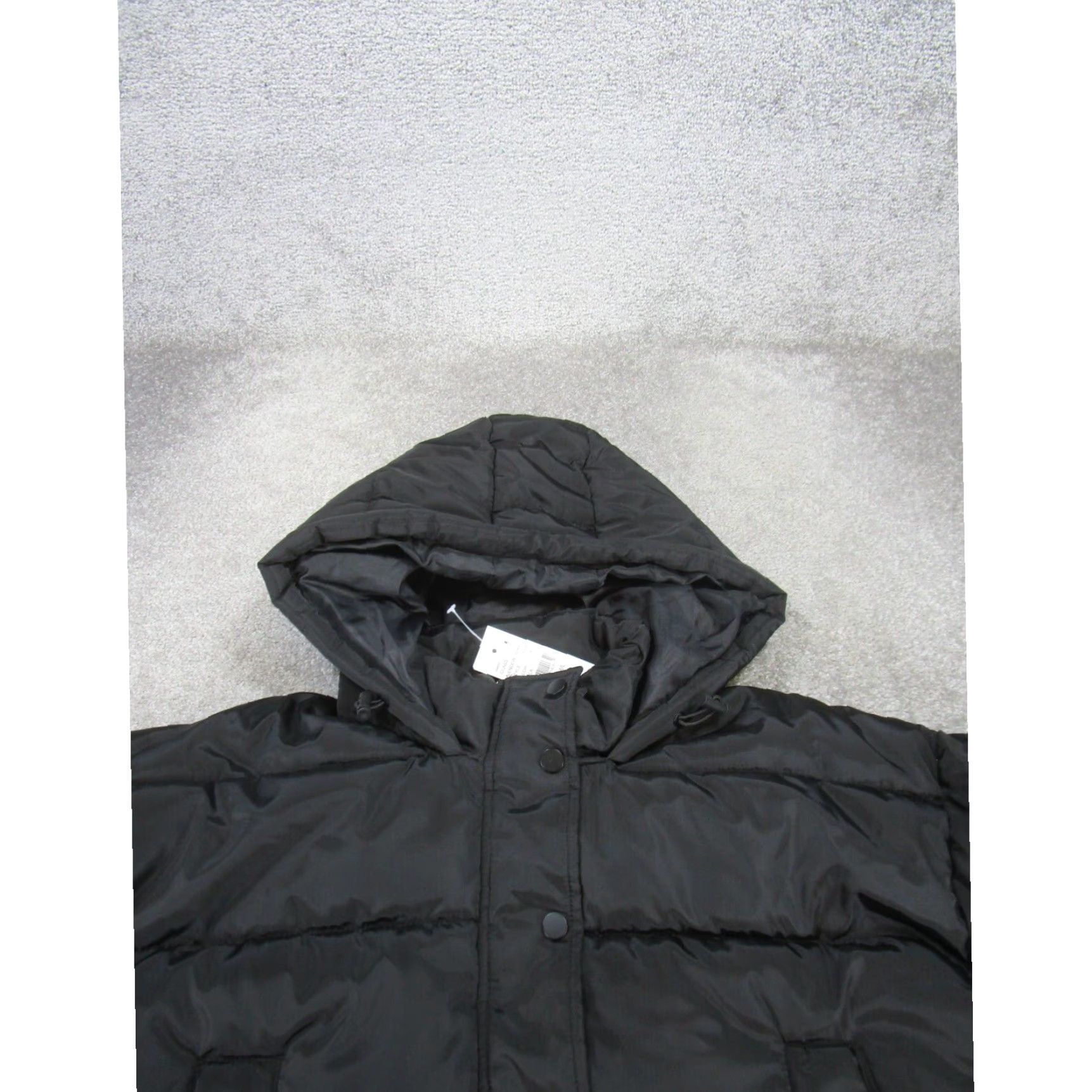 Pacsun Black Hooded Crop Puffer Jacket for Women in Medium Size with a ...