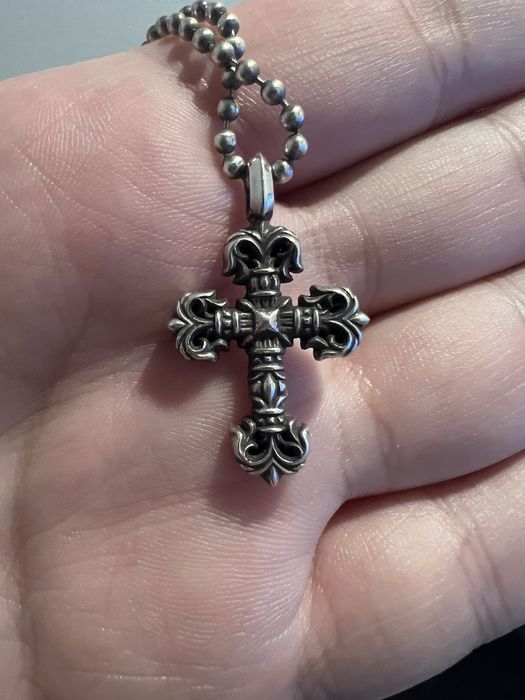 Chrome Hearts Chrome hearts flame cross filigree pendant with ball ...