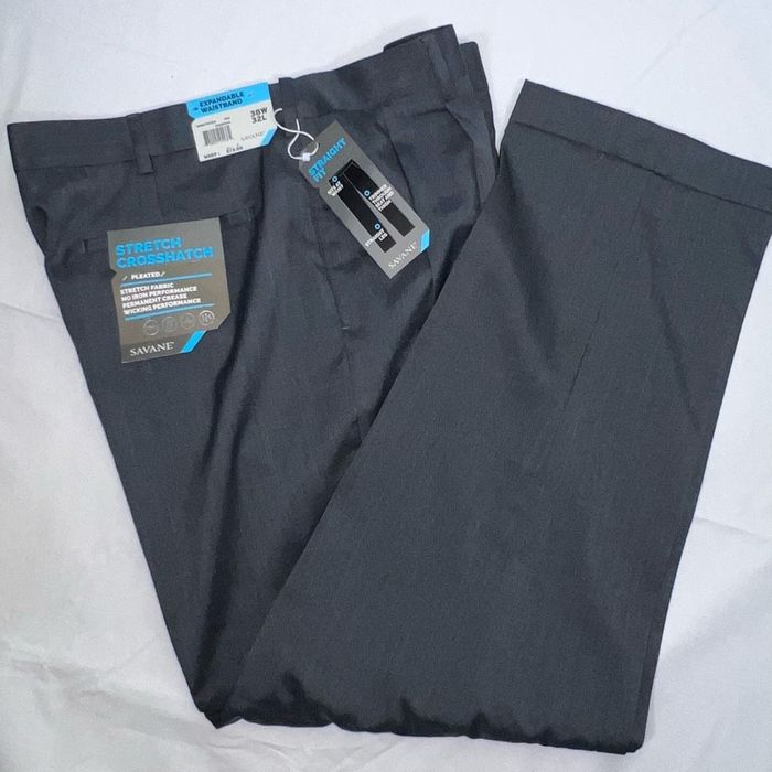 Savane Savane Straight Fit Expandable Waist Band Cuffed Dress Pants ...