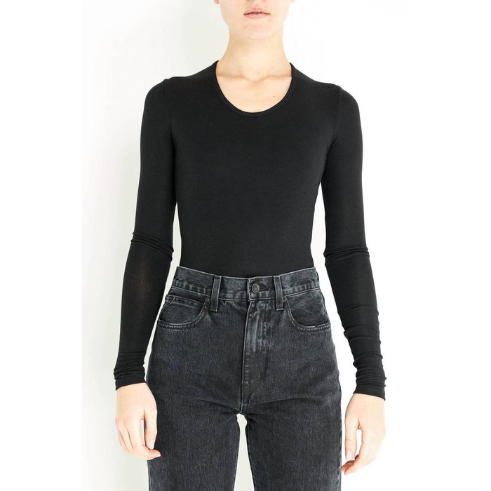 Atm Modal Rib U Neck Bodysuit In Black Grailed