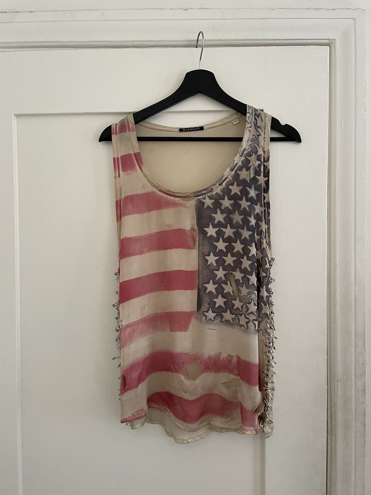 Balmain SS11 Distressed American Flag Tank | Grailed