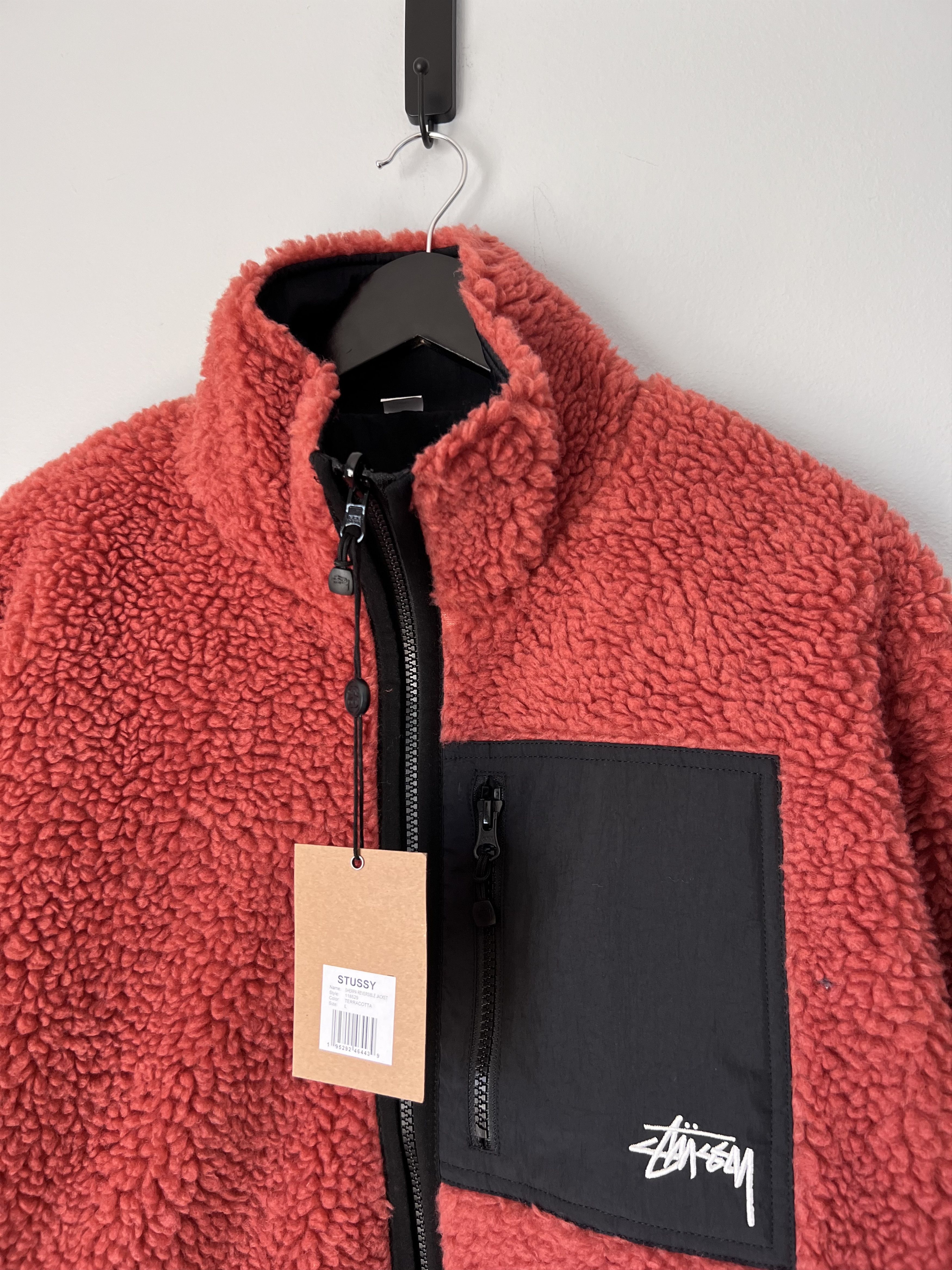 Stussy Stussy Sherpa Fleece Reversible Jacket in Terracotta Red | Grailed