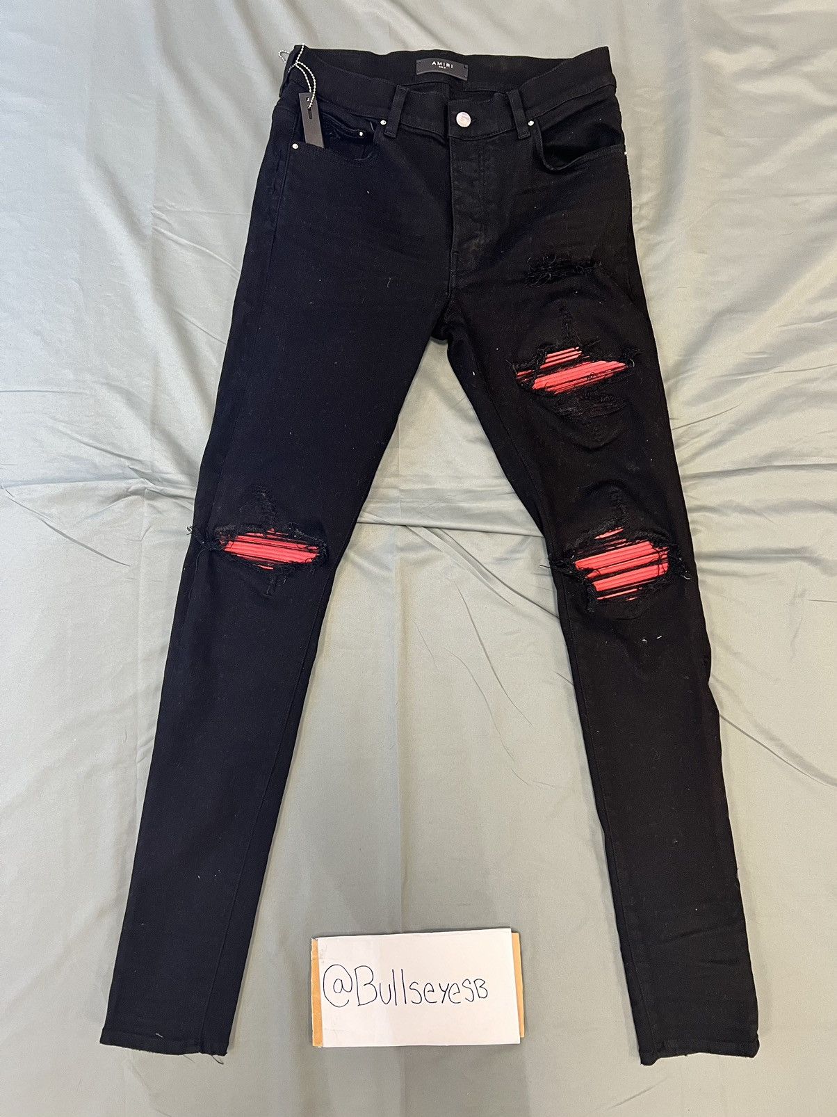 Amiri Amiri MX1 Red Ultra Suede Black Jeans | Grailed