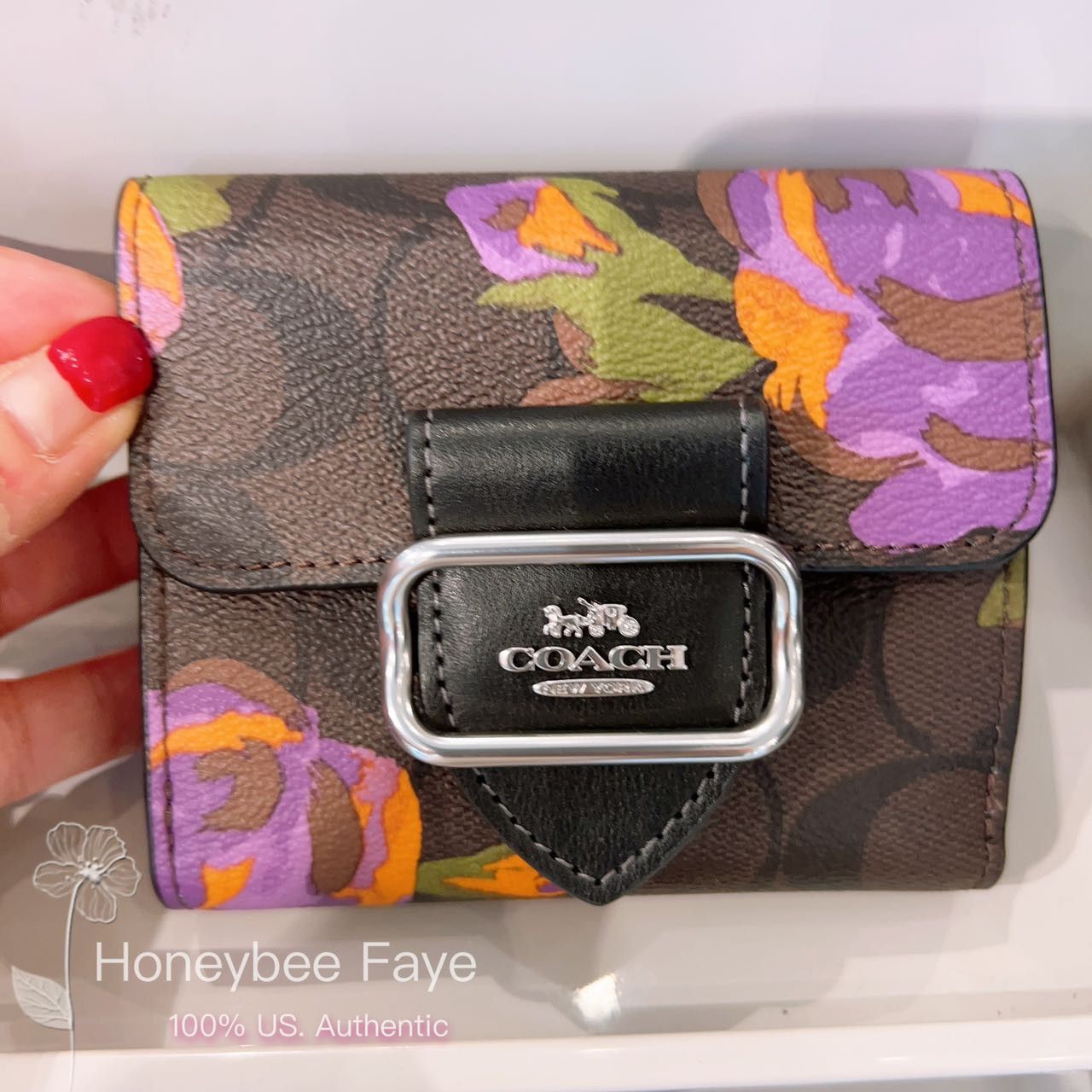 Coach Small Morgan Wallet In Signature Canvas With Rose Print | Grailed