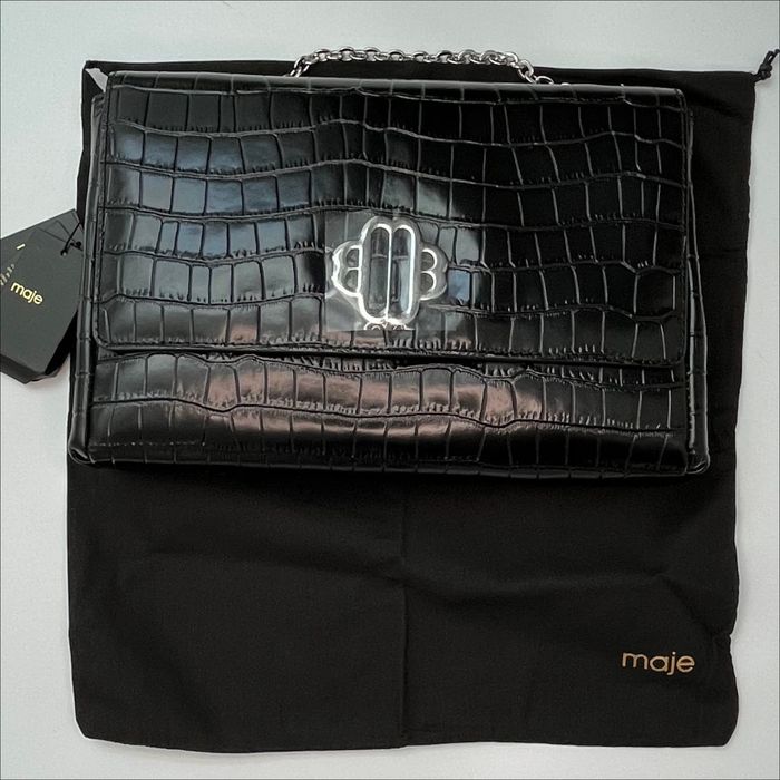 Maje Maje Paris Crocodile Embossed Leather Bag with Chain Strap | Grailed