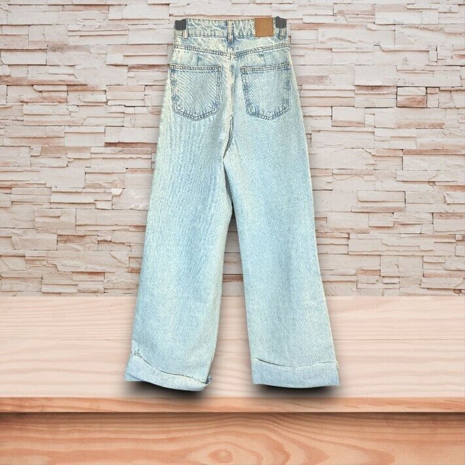 Zara Zara Stone Wash Baggy Wide Leg Jeans Distressed Women's 0 | Grailed