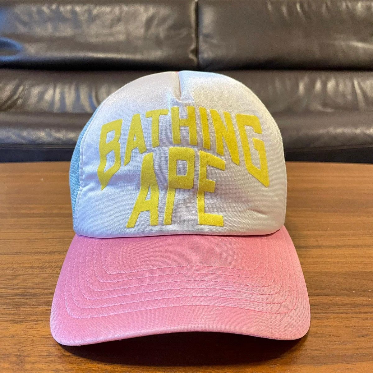 Bape Cotton Candy NYC Logo Mesh Trucker Cap | Grailed
