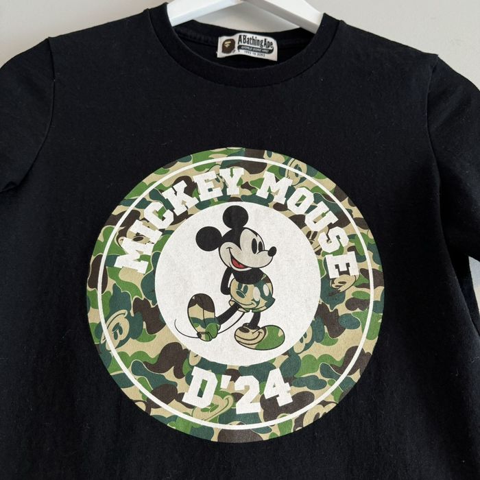 Bape Bape Mickey Mouse Tokyo Disneysea D24 Green ABC Camo Tee | Grailed