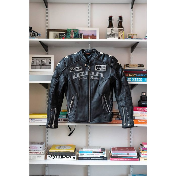 Vintage Icon Outlaw Leather Motorcycle Racing Jacket Black | Grailed