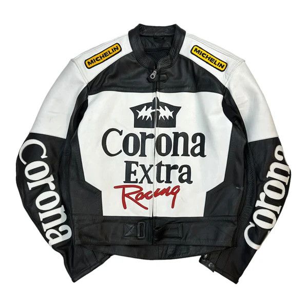 Vintage VINTAGE CORONA EXTRA LEATHER BIKER JACKET | Grailed