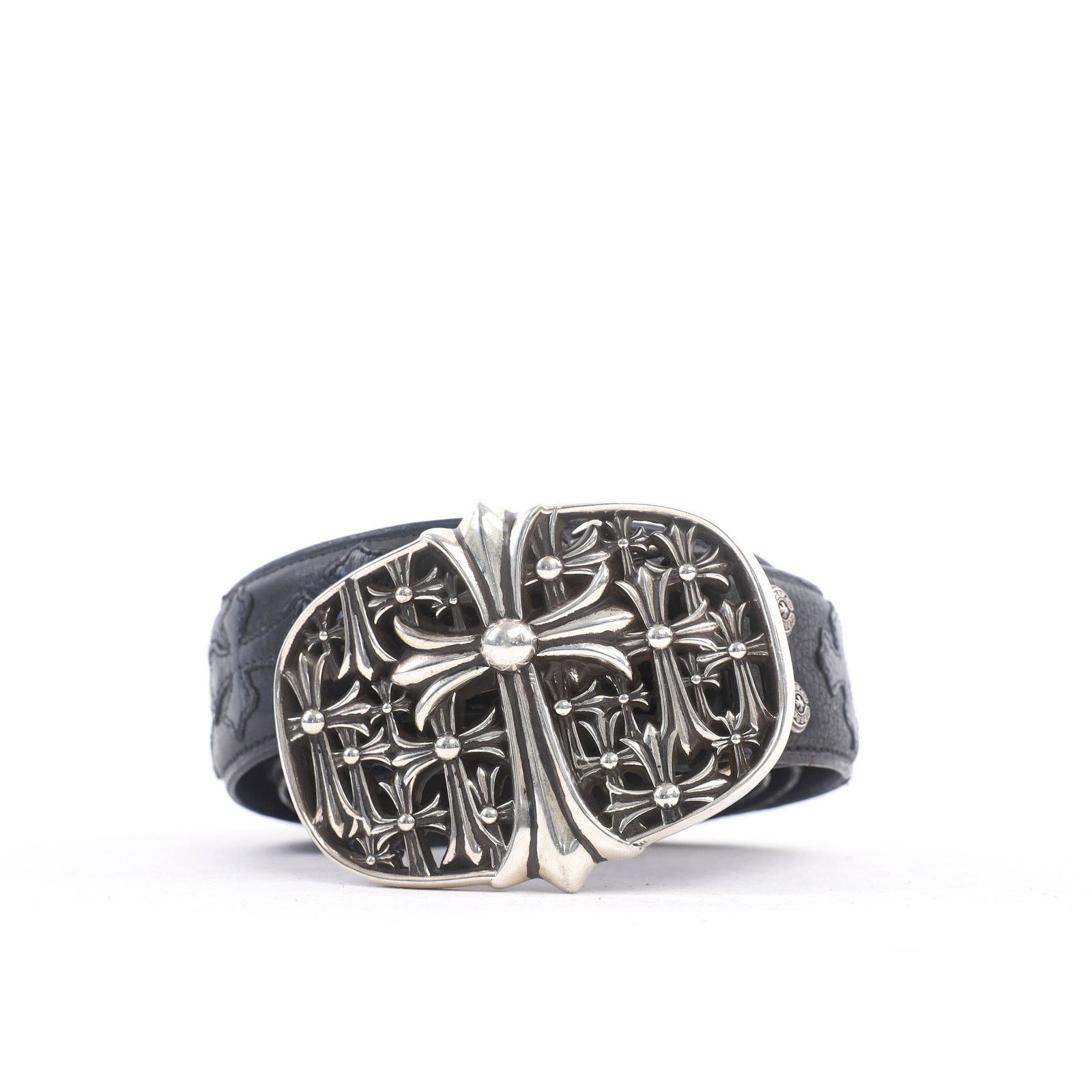 Chrome Hearts CHROME HEARTS CEMETERY STRAP BLACK ON BLACK WITH BUCKLE ...