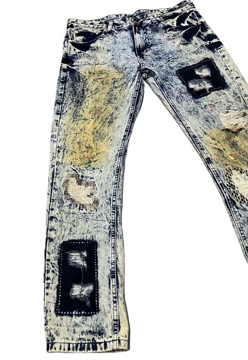 If Six Was Nine Boro sashiko baby blue muddy acid wash distressed denim ...