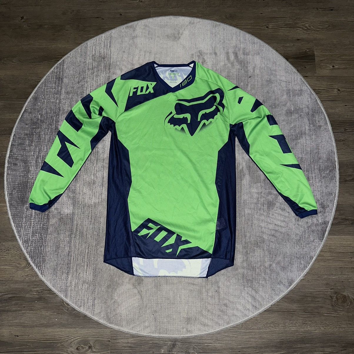 Fox × Fox Racing × Streetwear Crazy fire Y2K blue and green fox racing ...