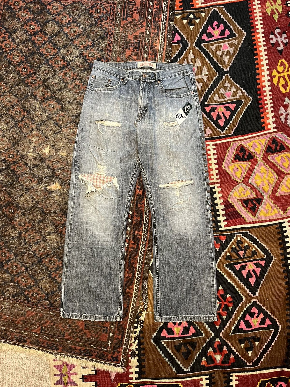 Vintage Vintage wrangler boot cut biker patch denim jeans | Grailed
