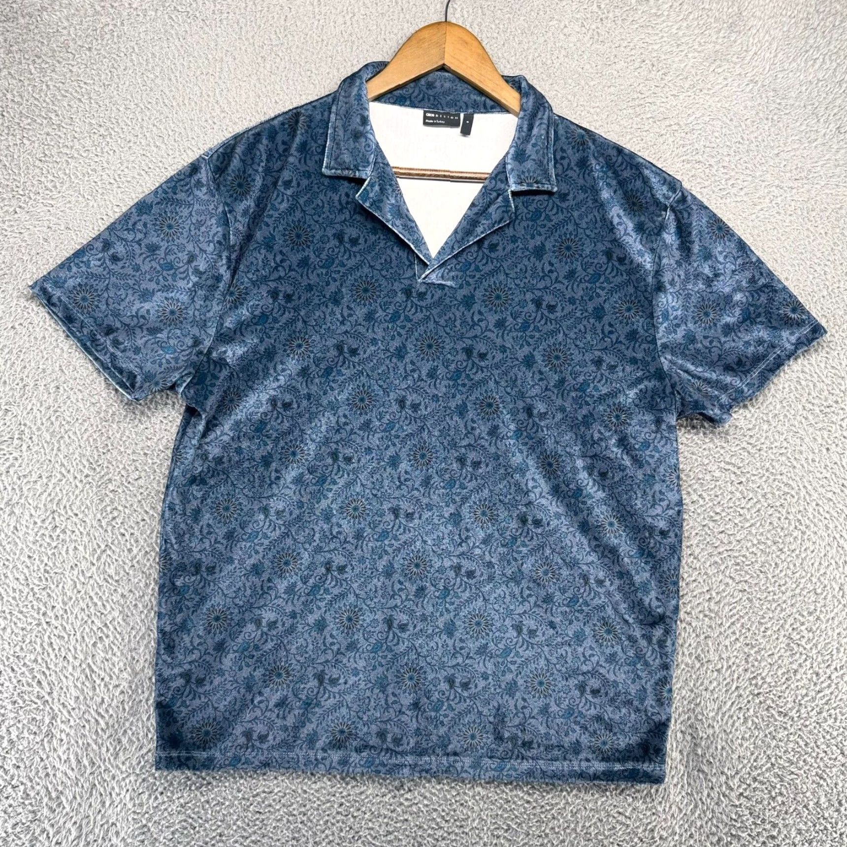 Asos Polo Mens Small Blue Suede Velour Disco Shirt | Grailed