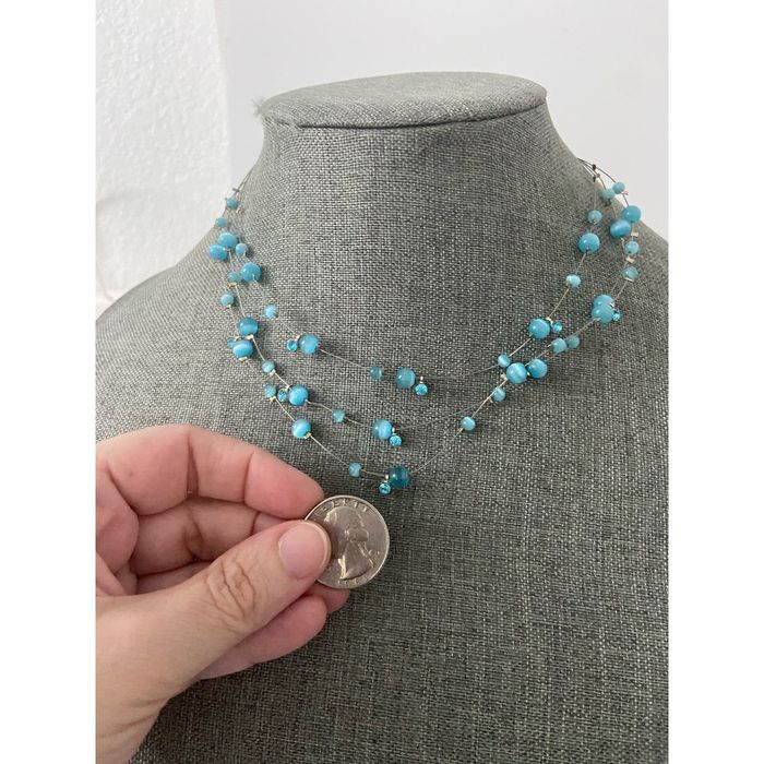 Generic Layered light blue cats eye bead necklace | Grailed