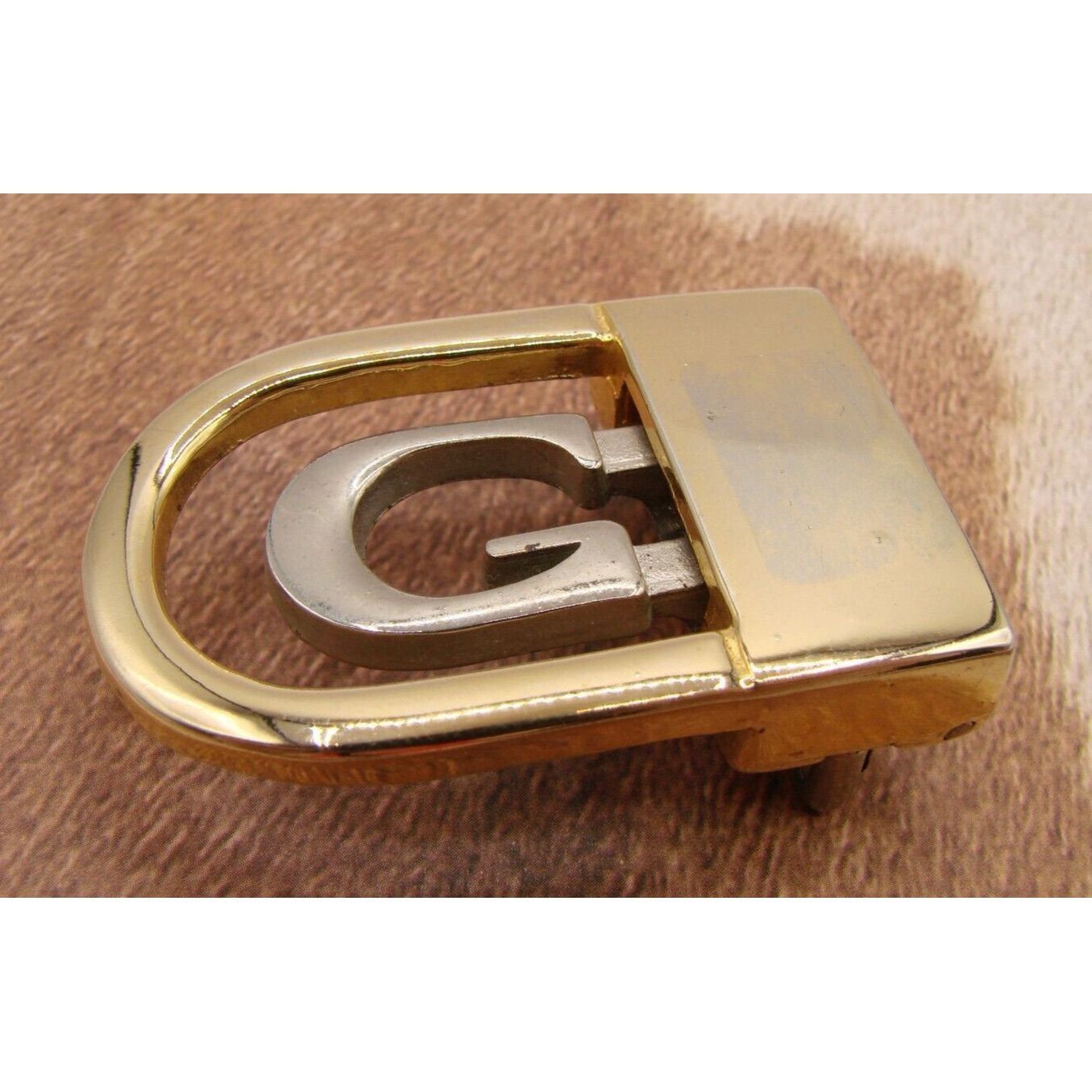 Vintage Letter G Initial Monogram Swing Arm Belt Buckle Two Tone Gol ...