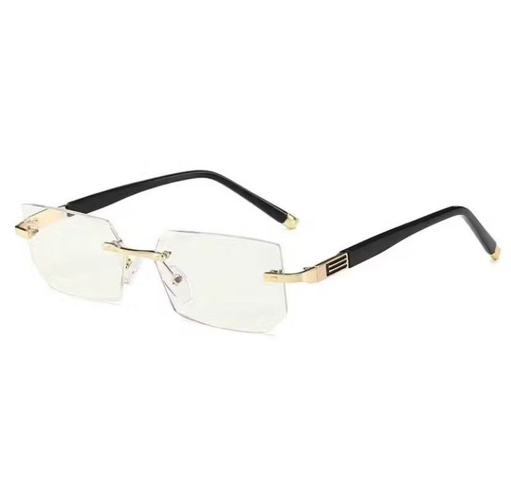 Streetwear Luxury Eyeglass Frames Rimless Eyewear Diamond Cutting Lens