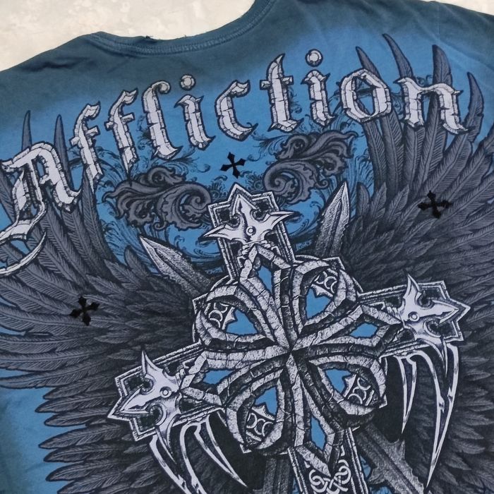 Affliction Y2K Affliction blue dye t-shirt | Grailed