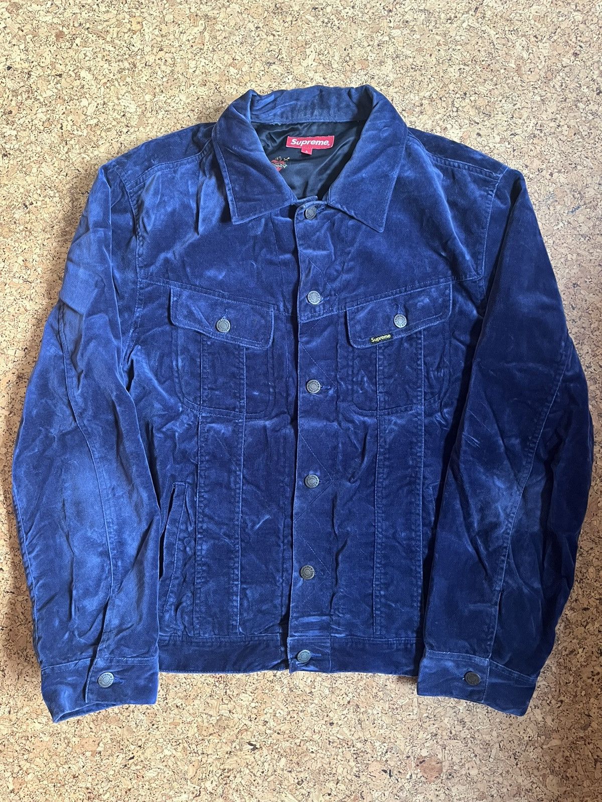 Supreme Vintage Supreme Velvet Sacred Heart Trucker Jacket FW17 | Grailed