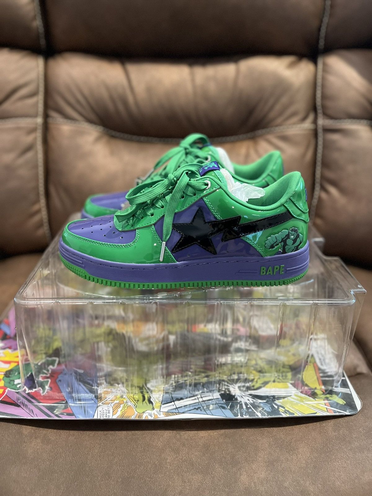 Bape × Marvel Comics Bape x Marvel Hulk Bapesta (2022) | Grailed