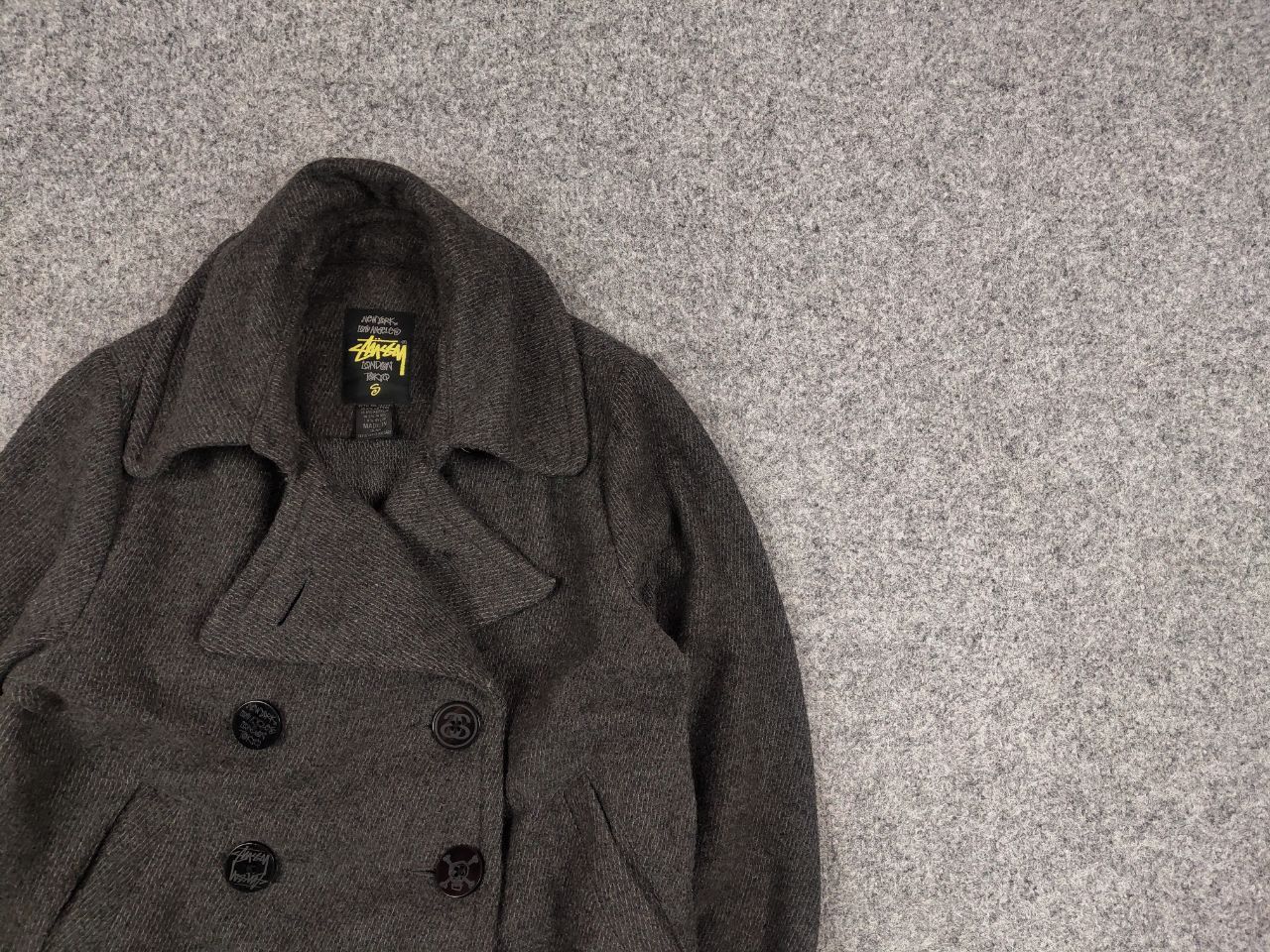 Streetwear × Stussy × Vintage Vintage Stussy Double Breasted Peacoat ...