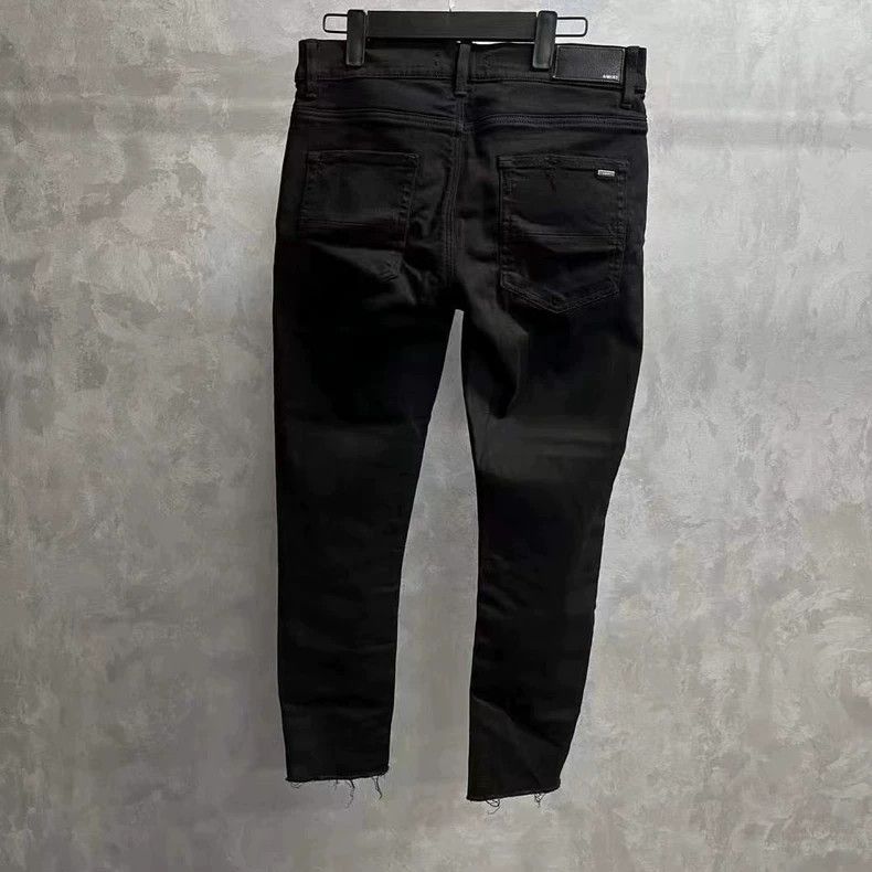 Amiri Amiri Black solid color one knee destruction design patch j | Grailed