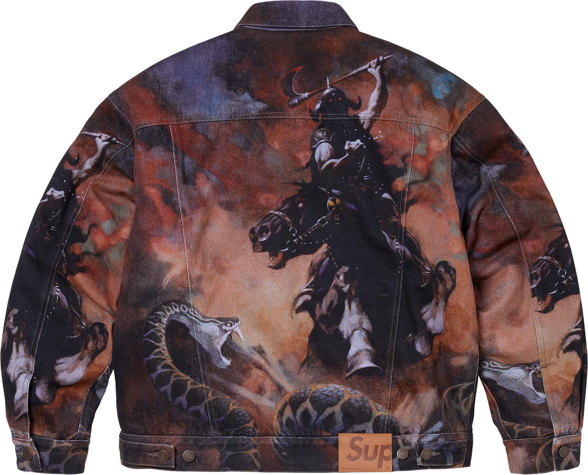 Supreme FRANK FRAZETTA FAUX SHEARLING LINED TRUCKER JACKET | Grailed